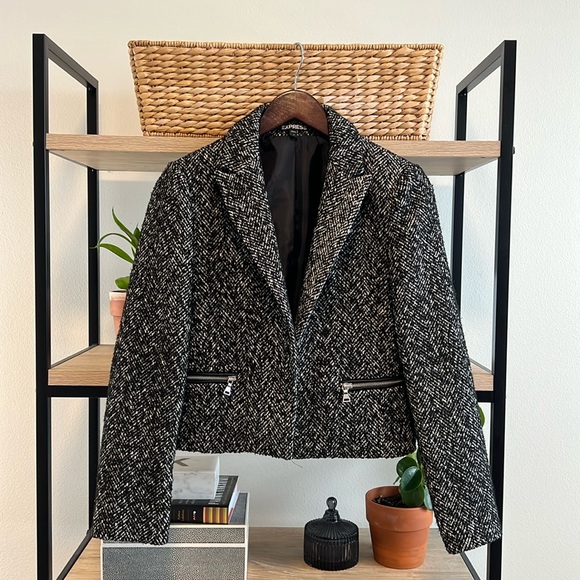 Express | Jackets & Coats | Express Heavyweight Black White Tweed ...